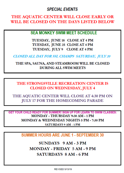Aquatics & Open Swim | City of Strongsville