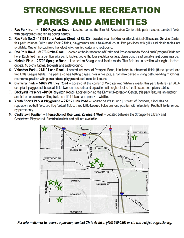 Parks, Pavilions & Ballfields | City of Strongsville